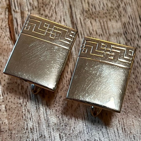 Vintage | Accessories | Vintage Swank Gold Greek Key Etched Cuff Links ...